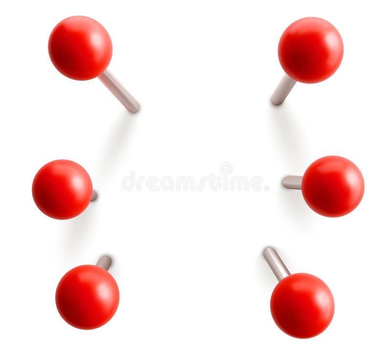 Set of Red Push Pins. Thumbtacks Ready for Your Design. Different Angle ...
