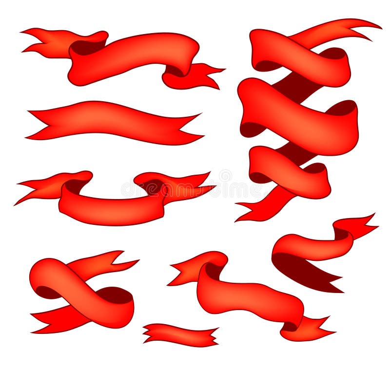 Set of red ribbon banners stock vector. Illustration of drawn - 64724786