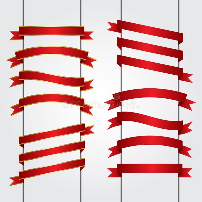 Set of Red Ribbon Banners Vector Graphic Stock Vector - Illustration of ...