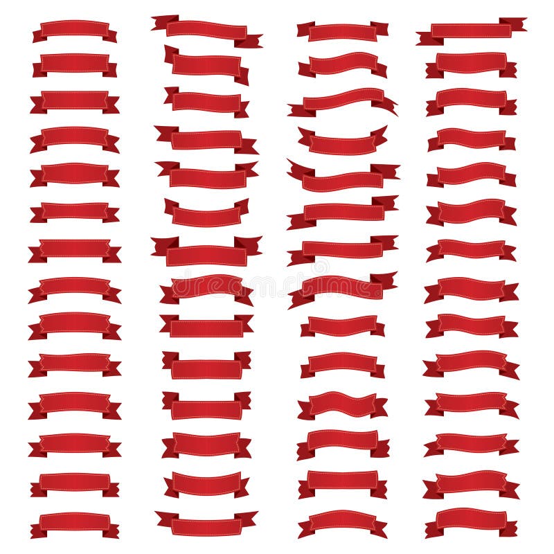 Set of red ribbons stock vector. Illustration of element - 214386325