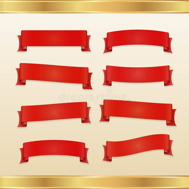 Set of Red Ribbons and Banners Stock Vector - Illustration of caption ...