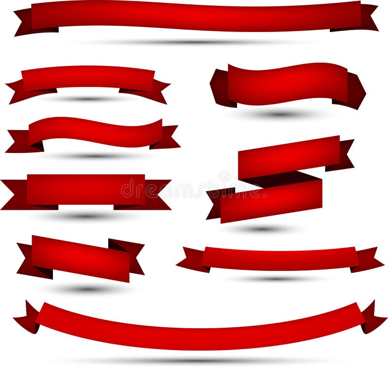 Set of red ribbons stock vector. Illustration of greeting - 56932506