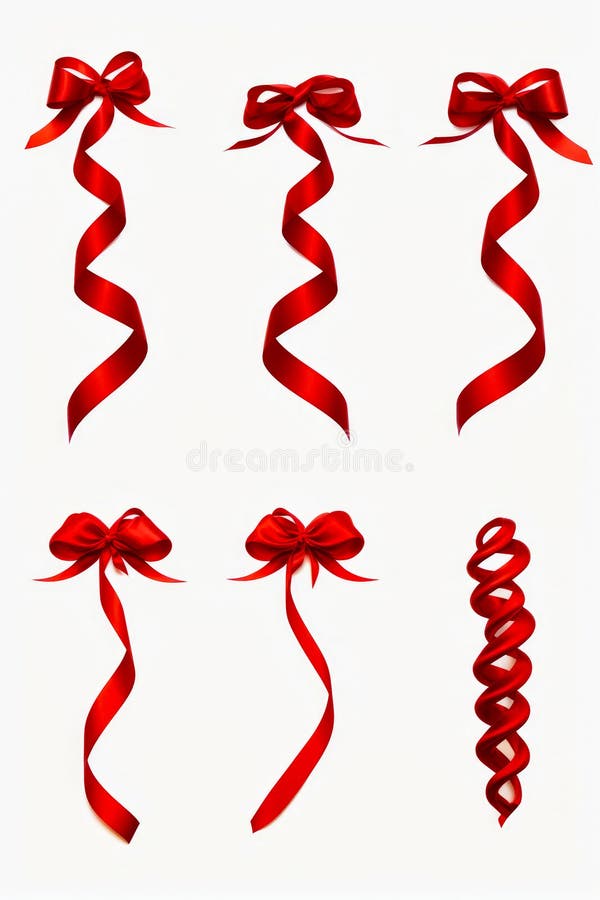 Set of Red Ribbons with Bows and Ribbons on Them,. Generative AI Stock ...