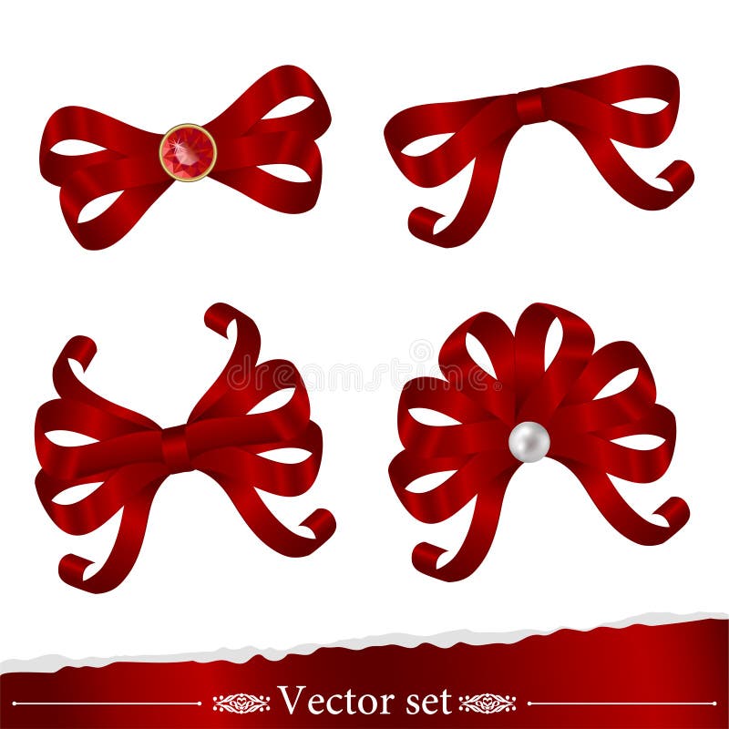 Set of Red Ribbons for Decoration Design Stock Vector - Illustration of ...