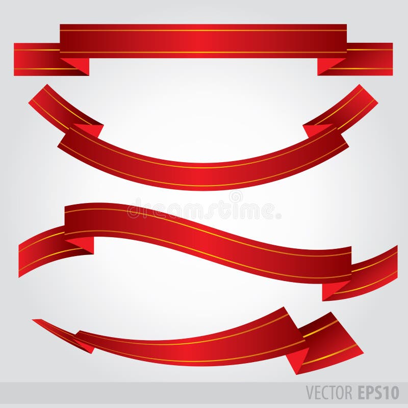 Gold and Red Ribbons Set stock vector. Illustration of christmas - 24416636