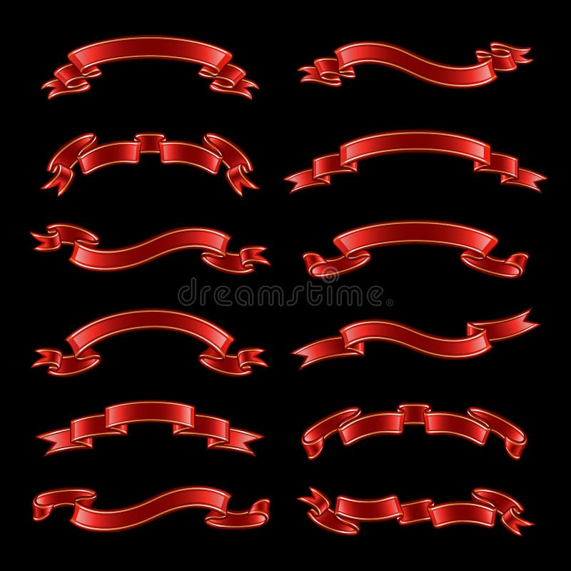 Set of red ribbons stock vector. Illustration of banner - 256453911