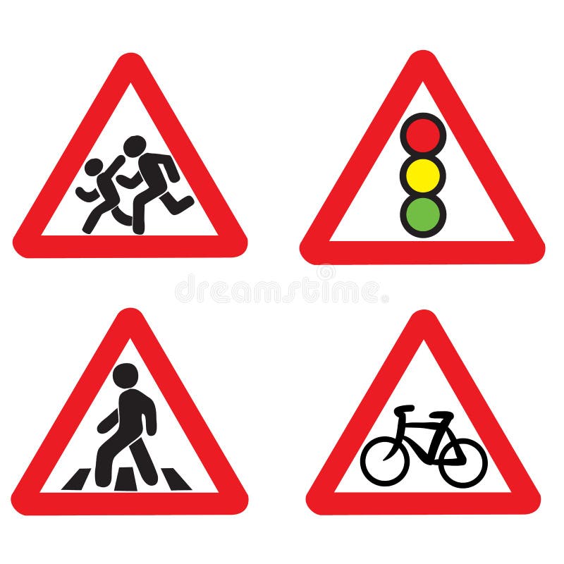 Set of Red Road Signs, Isolated Object on a White Background, Vector ...