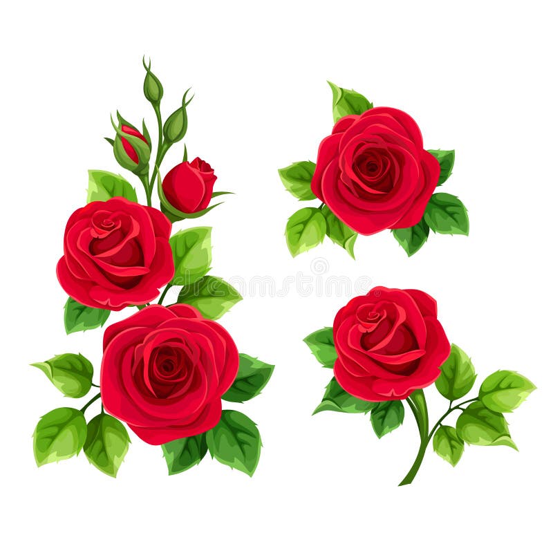 Roses Set Red Stock Illustrations – 9,703 Roses Set Red Stock ...
