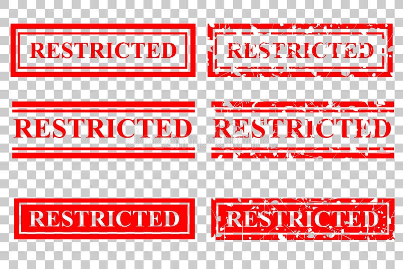 Set Red Rubber Stamp Effect Restricted at Transparent Effect Background ...