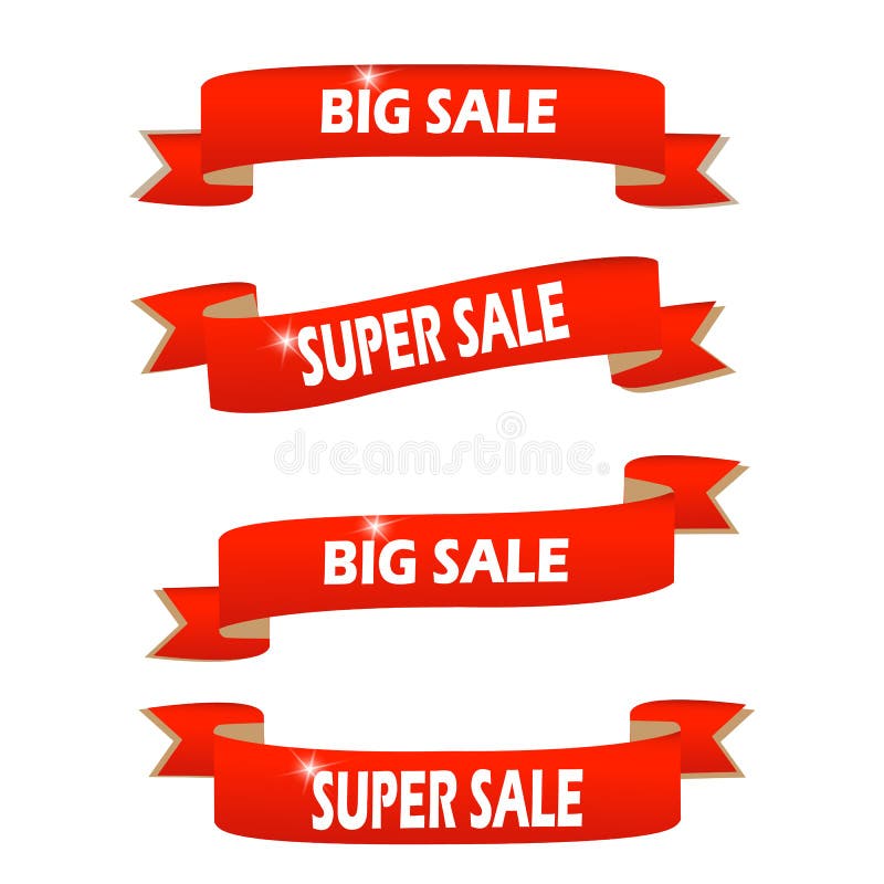 Set of Red Sale Banners Isolated. Vector 3d Scrolls Stock Vector ...