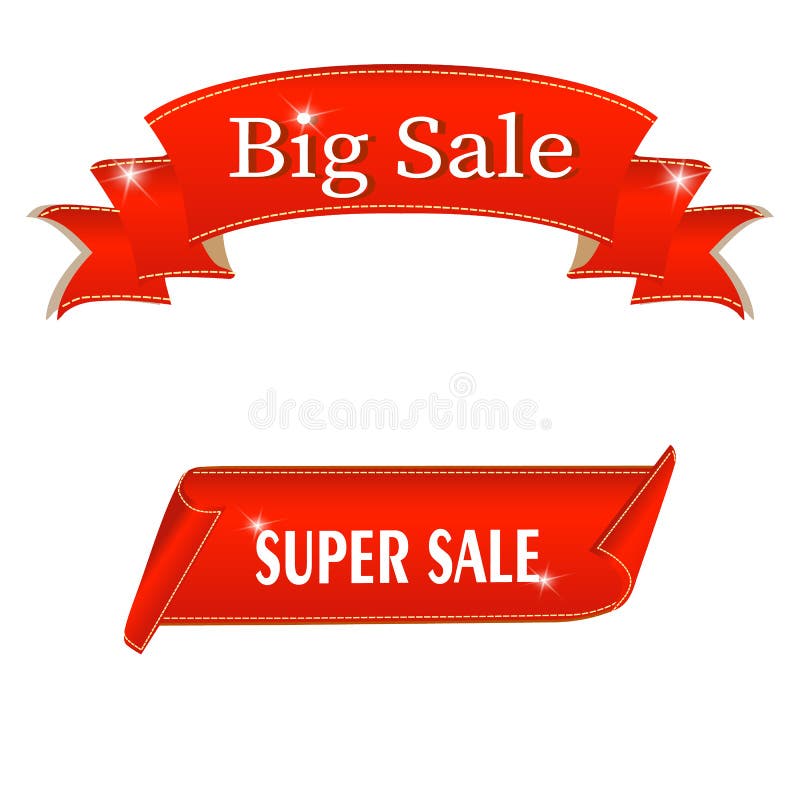 Set of Red Sale Banners Isolated. Vector 3d Scrolls Stock Vector ...