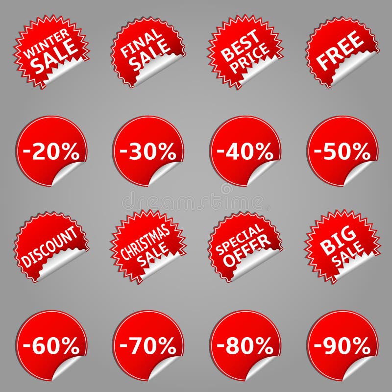 Set of Red Sale Stickers. Red Sale Banners, Labels, Tags Stock Vector ...