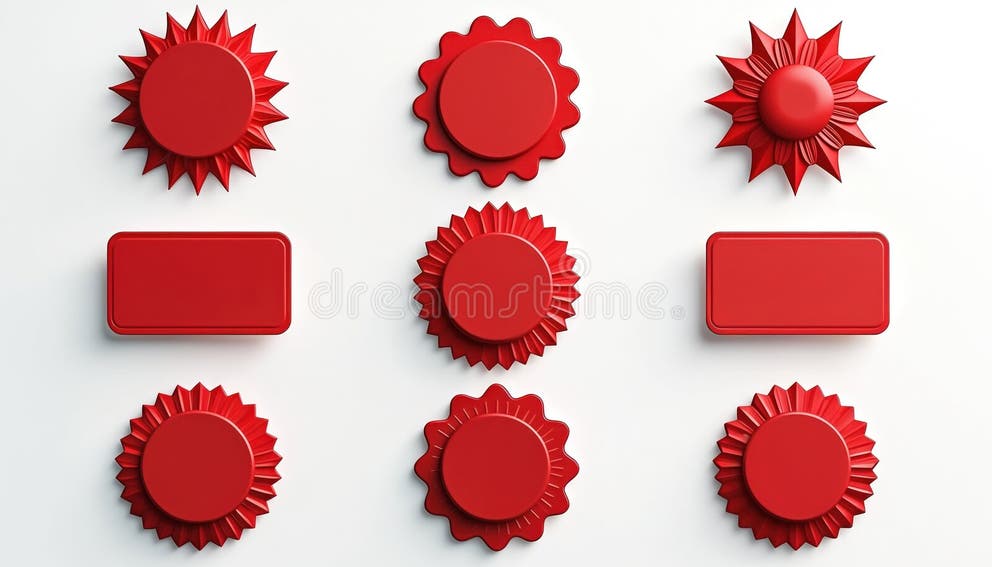 Set of Red Sale Stickers, Labels in Various Shapes. Isolated Elements ...