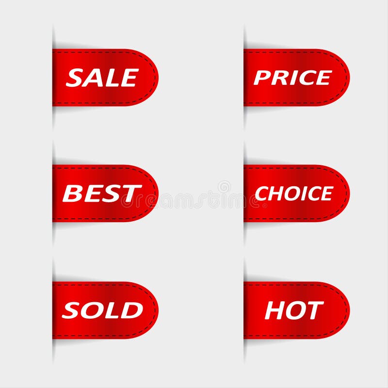 Set of red sales labels stock vector. Illustration of retail - 28393168