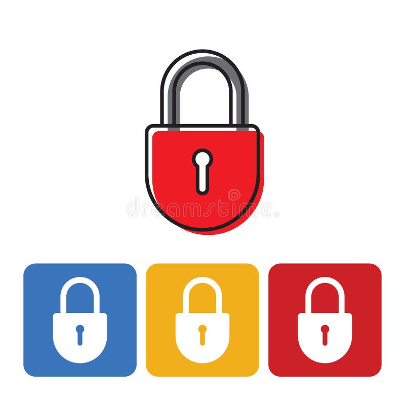 Set of Red Security Lock Icon Flat Graphic Design Isolated on White ...