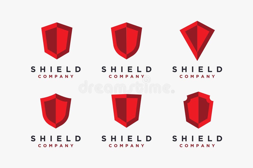 Set of Red Shield Logo Vector Stock Vector - Illustration of isolated ...