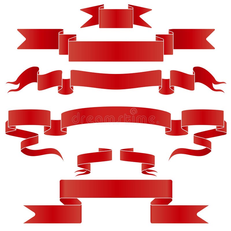 Set of Red and Silver Ribbon Stock Vector - Illustration of element ...