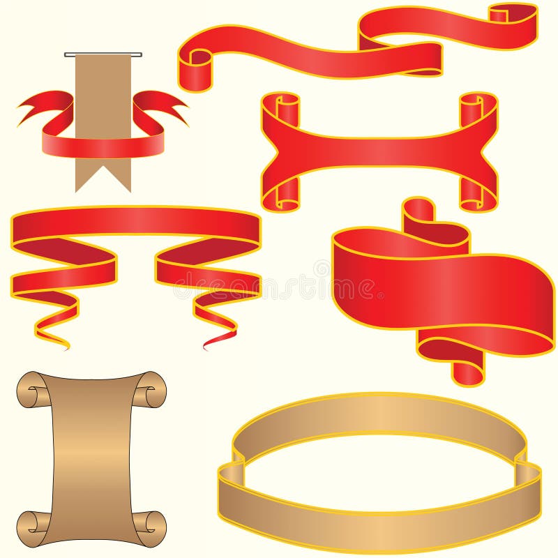 Set of Red and Silver Vector Ribbon Stock Vector - Illustration of ...