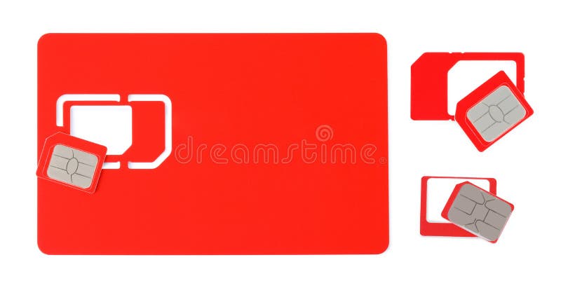 Set with Red SIM Cards on White Background, Top View. Banner Design ...