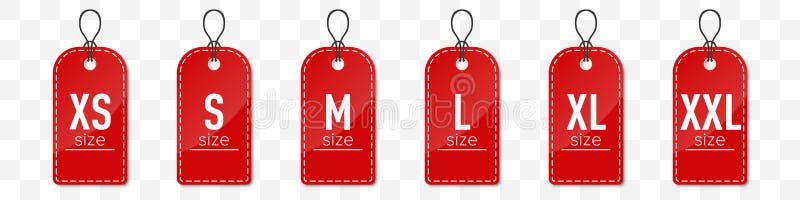 Set of Red Size Clothing Labels with Shadow Stock Vector - Illustration ...