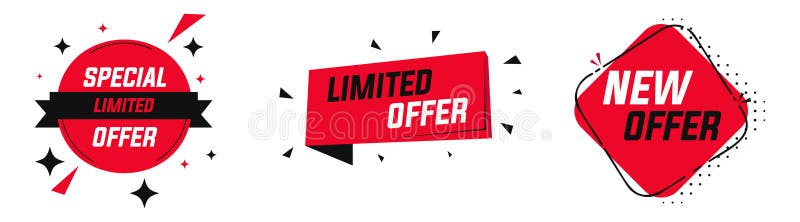 Set of Red Special Offer Badges. Limited Offer Stickers Collection ...