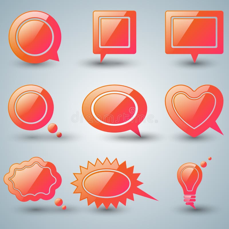 Set Red Speech Icon. Dialog Box Icon. Stock Vector - Illustration of ...