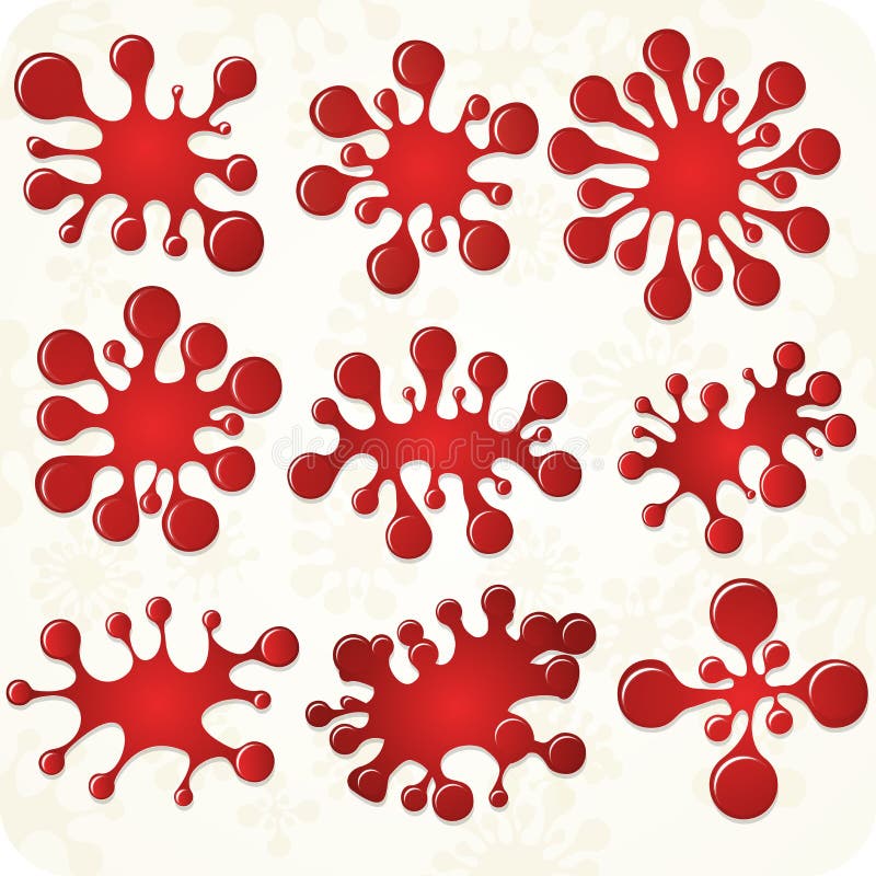 Set of Red Splashes stock vector. Illustration of bright - 31220038