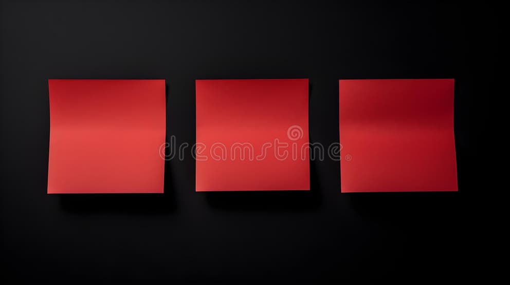 Set of Red Square Paper Notes on a Black Background. Brainstorming ...