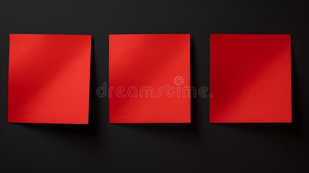 Set of Red Square Paper Notes on a Black Background. Brainstorming ...