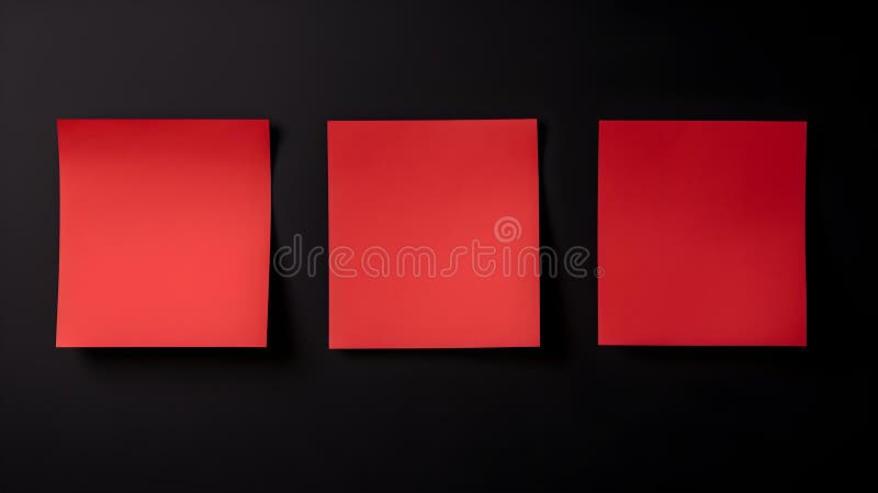 Set of Red Square Paper Notes on a Black Background. Brainstorming ...