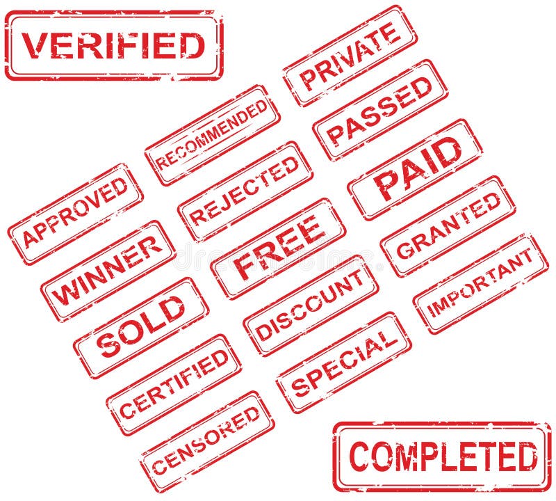 Set of 17 red stamps stock vector. Illustration of business - 50813952