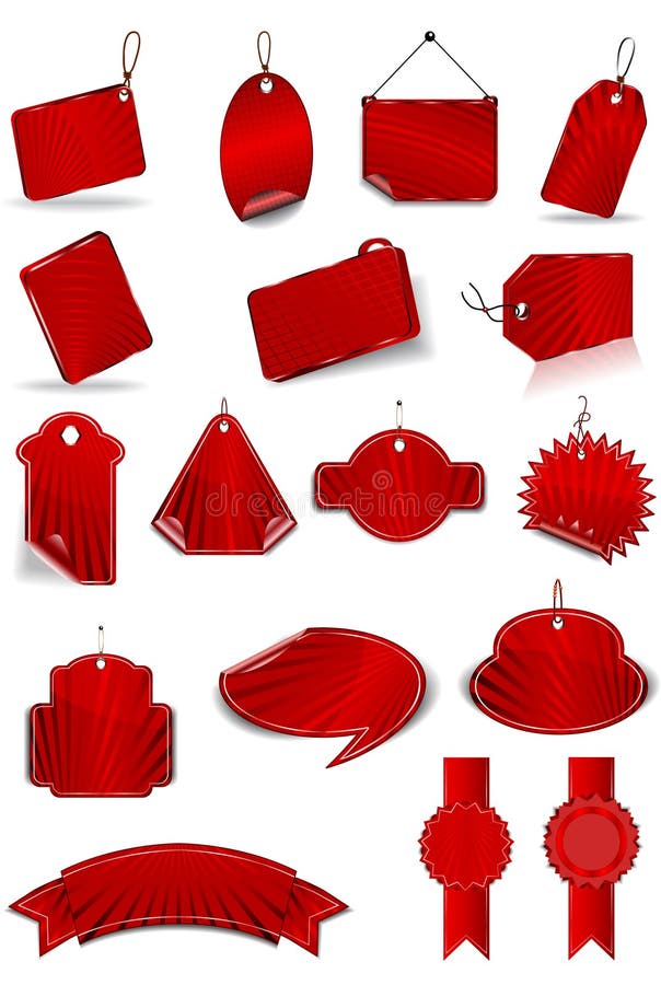 Set red stickers stock illustration. Illustration of label - 21893692