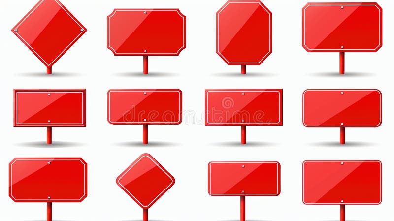 Set of red street signs stock image. Image of metal - 350724847