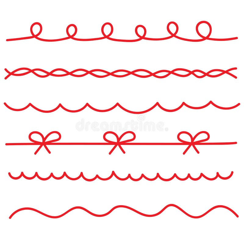 Set of red string ribbons stock vector. Illustration of stroke - 125595560