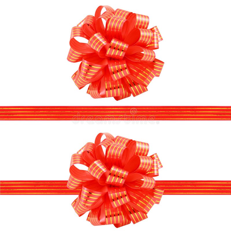 Set of Red Striped Gift Bow and Ribbons Stock Photo - Image of ...