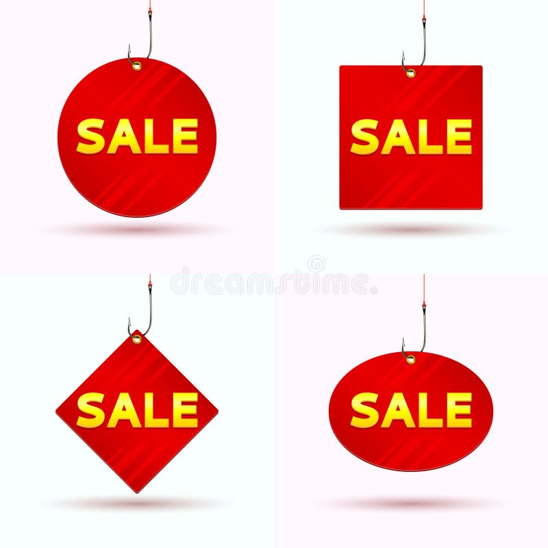 Set of red tags of sale stock vector. Illustration of element - 70286930