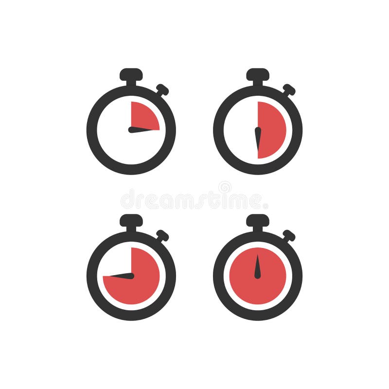 Set of Red Timers, Vector Eps10 Illustration. Stopwatch Icons Vector ...