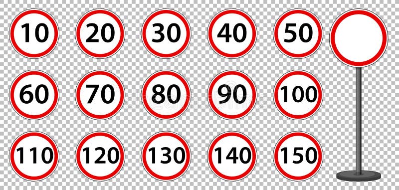 Set of Red Traffic Sign on Transparent Background Stock Vector ...