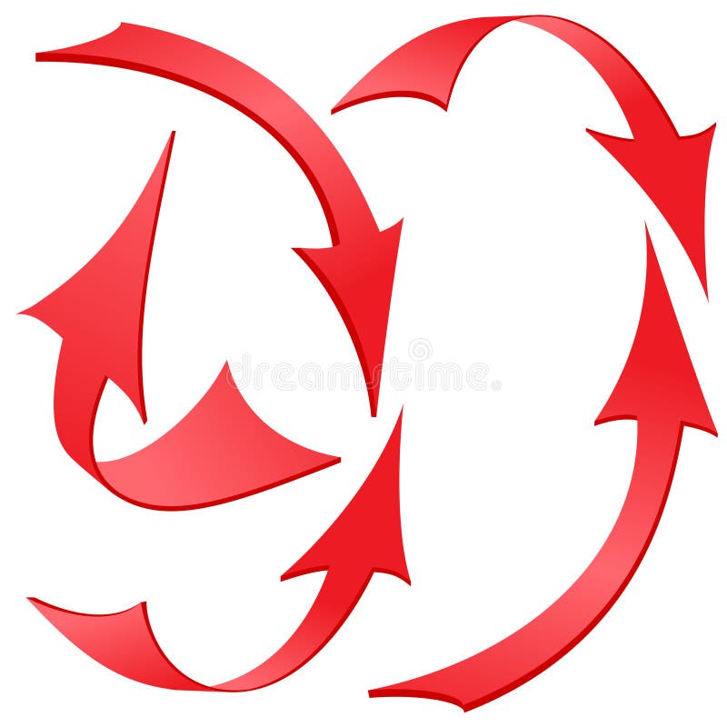 Set of Red Twisted Arrow Stickers Signs, Vector Illustration Stock ...