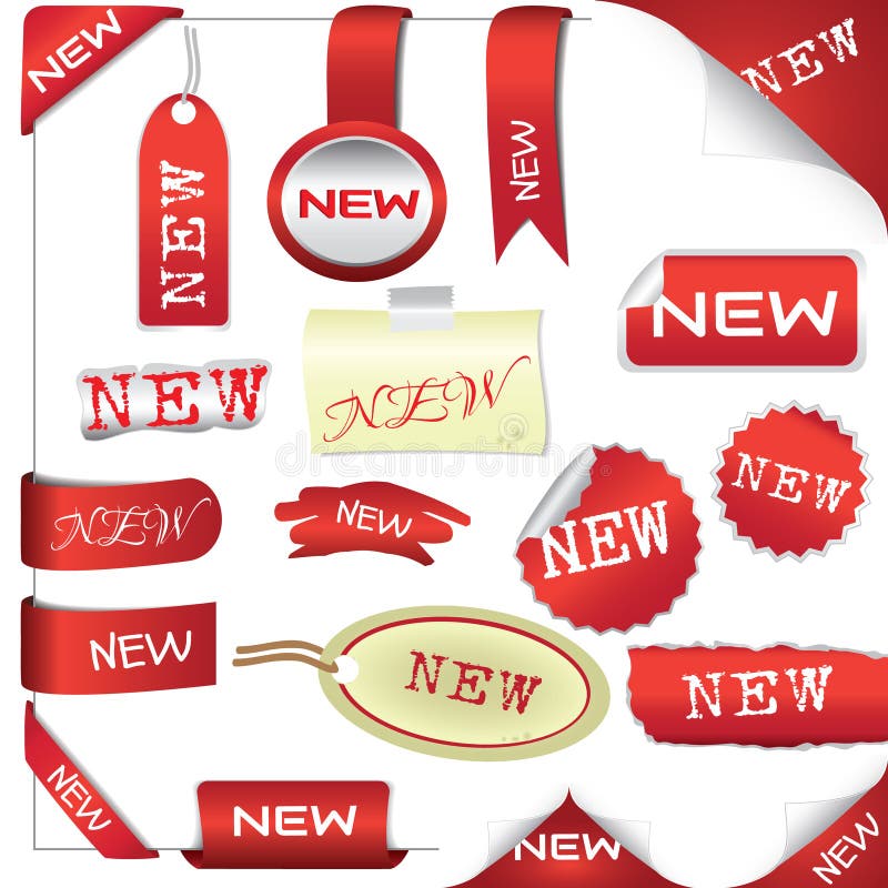 Set of Red Elements for New Items Stock Vector - Illustration of site ...