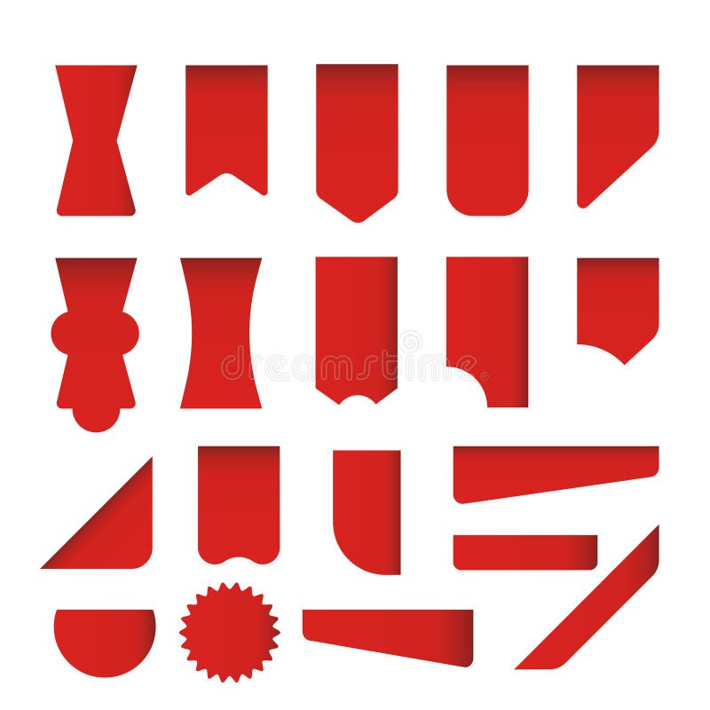 Set of Red Vector Labels, Stickers, Corners Stock Vector - Illustration ...