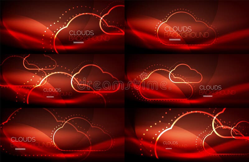 Set of Neon Cloud Computing Vector Backgrounds Stock Vector ...