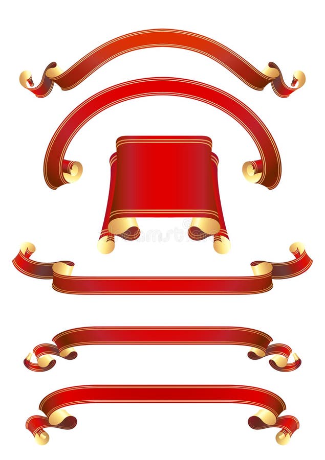 Set of Red Vector Ribbon Banners Stock Vector - Illustration of gold ...