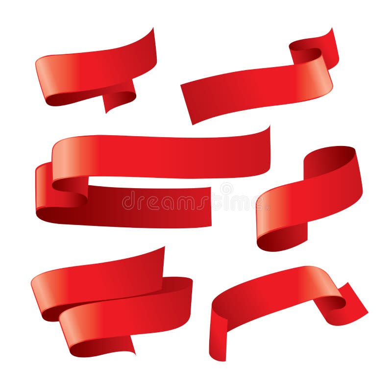 Set of red vector ribbons stock vector. Illustration of curved - 125802038