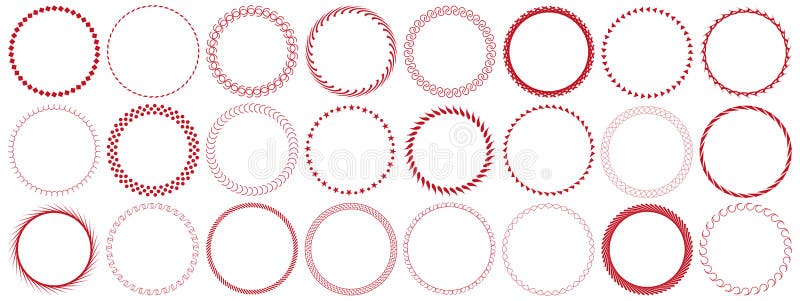 Set of Red Vintage Round Frame Banners on White Background Stock Vector ...