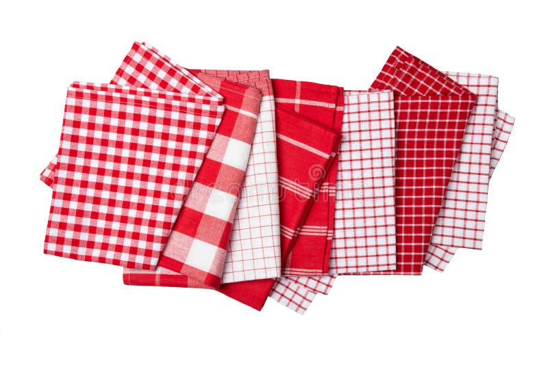 Set of 7 Red and White Checkered Napkins and One of Them Striped Stock ...
