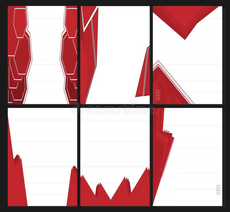 Set of Red and White Geometric Poster Designs. Abstract Hi-tech Vector ...