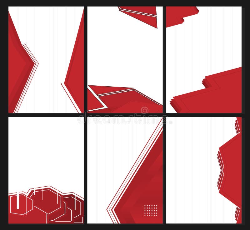 Set of Red and White Geometric Poster Designs. Abstract Hi-tech Vector ...