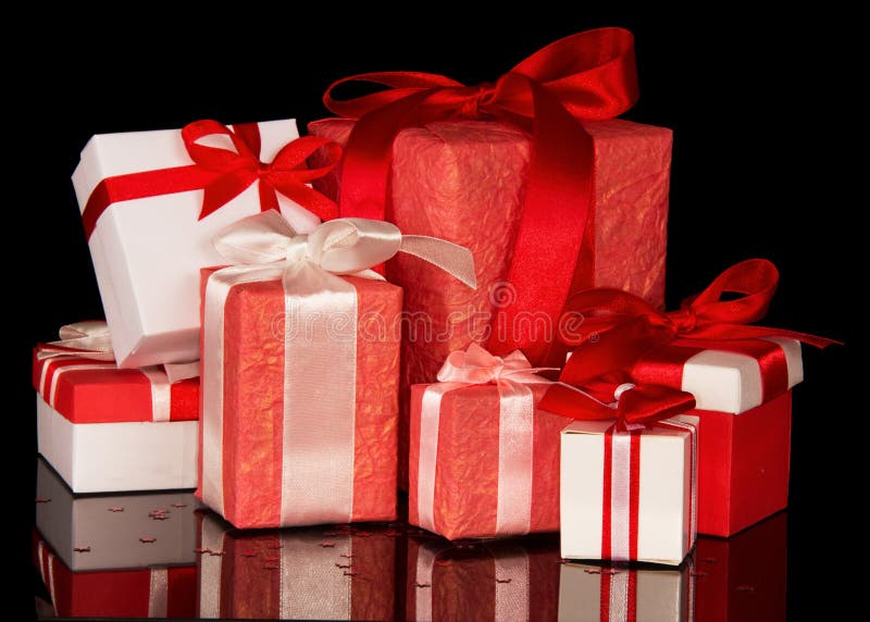 Set of Red and White Gift Boxes Stock Image - Image of celebrate ...