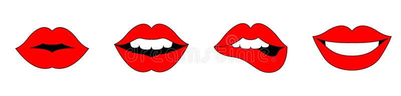 Set of lips. Flat icons. stock vector. Illustration of girl - 48130897